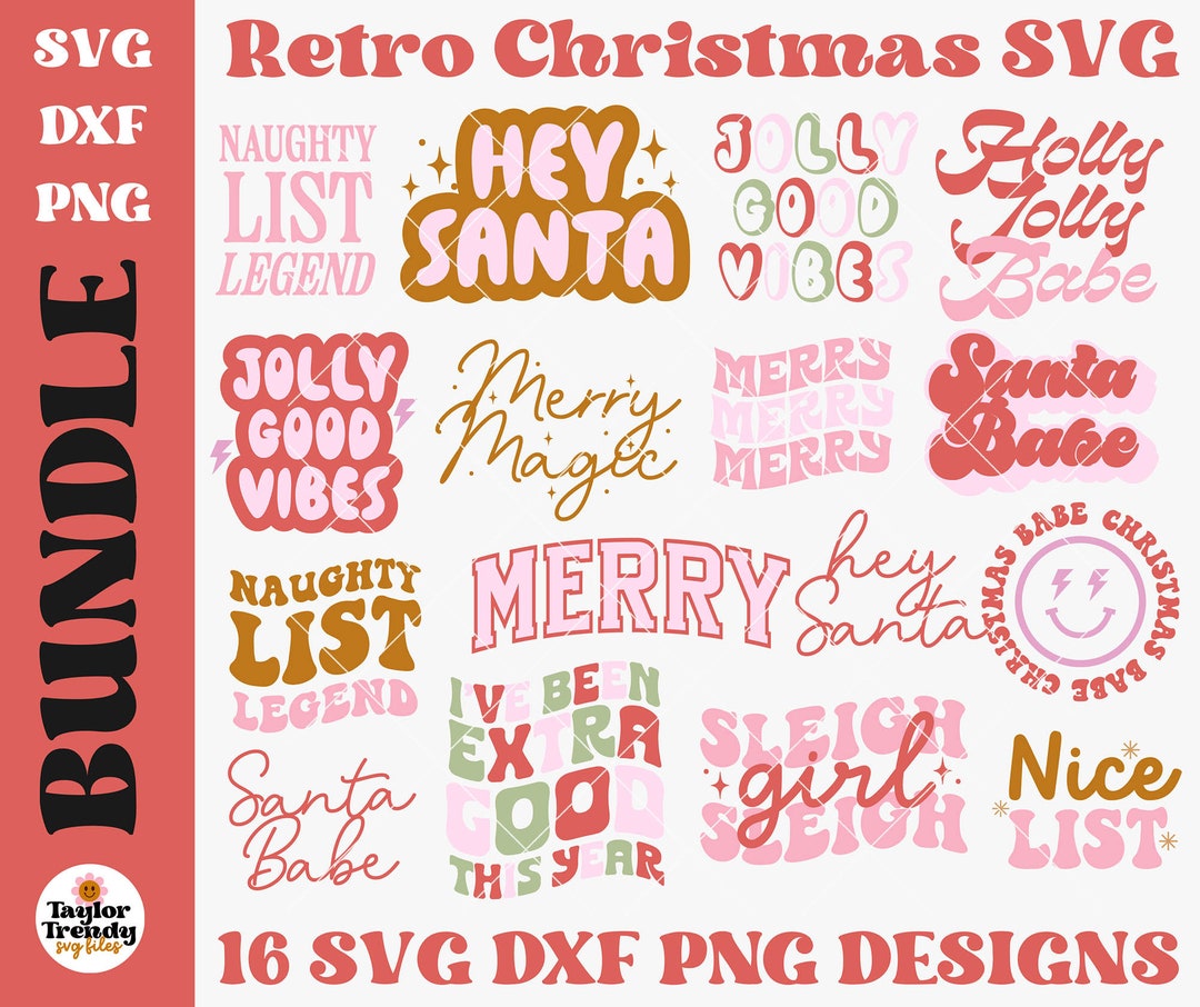 Instant SVG/DXF/PNG Retro Christmas Svg Bundle Svg, Retro Tshirt Svg ...