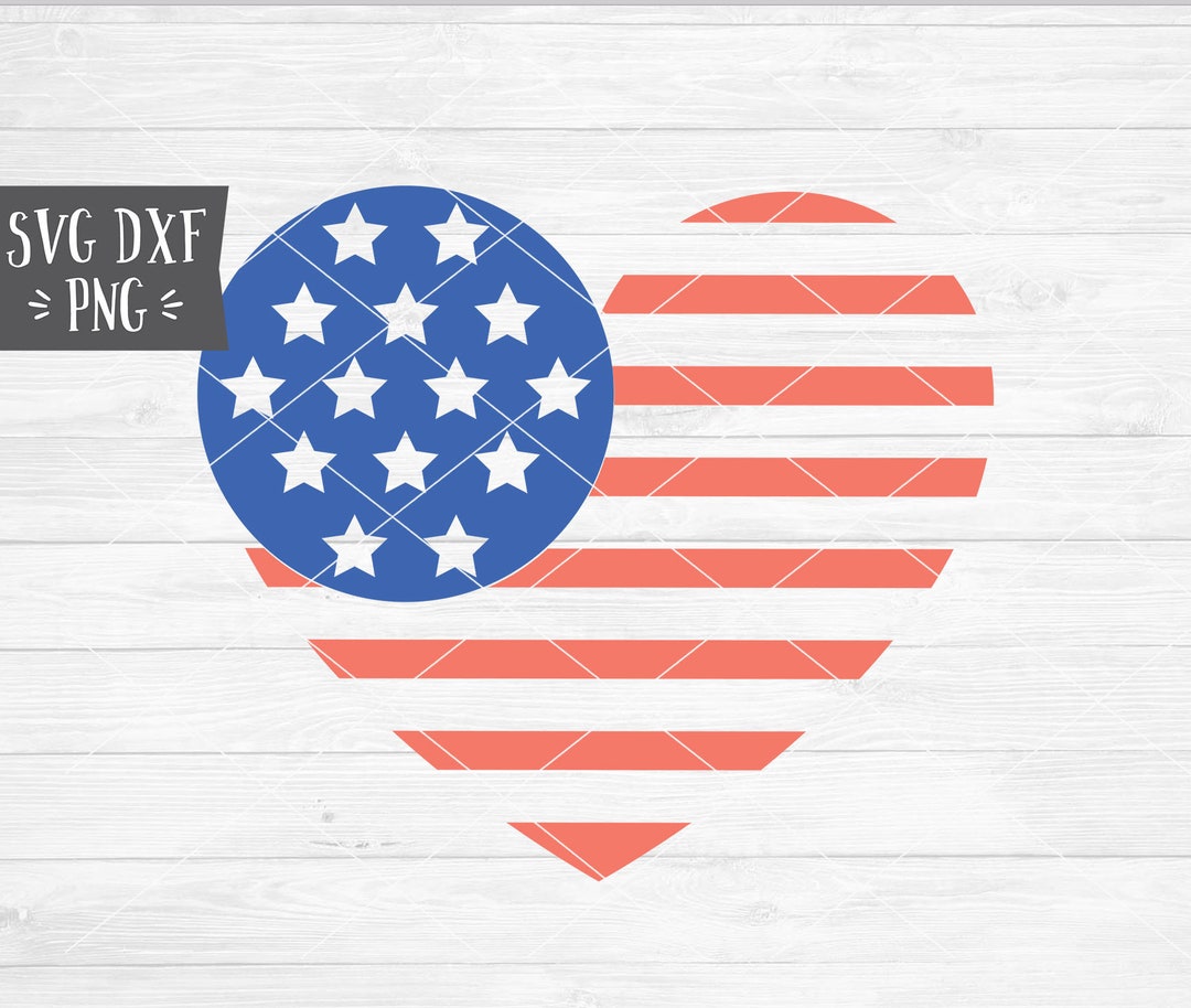 Instant SVG/DXF/PNG Heart American Flag Svg, United States Svg, America ...