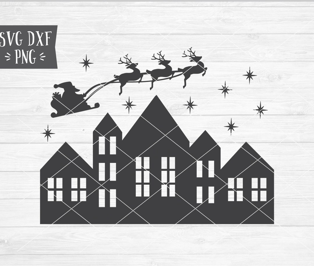Instant SVG/DXF/PNG Santa and Reindeer Flying, Christmas Svg, Reindeer ...