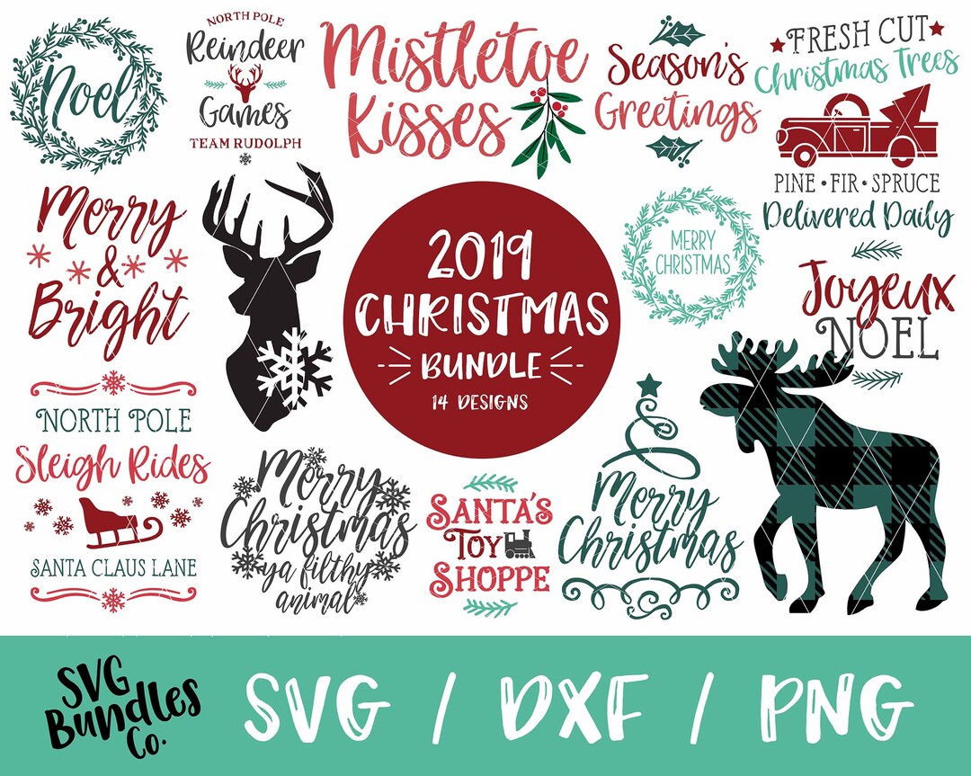 Instant SVG/DXF/PNG Christmas Svg Bundle 2019, Svg Dxf Bundle, Clip Art ...