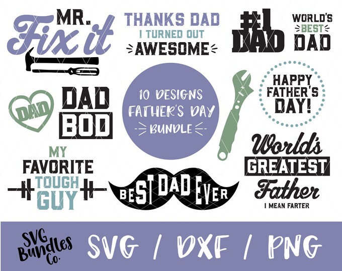 Instant SVG/DXF/PNG Father's Day Svg Bundle, Dad Svg, Dad Quote, Gift ...