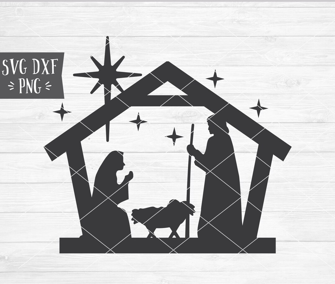 Instant SVG/DXF/PNG Simple Nativity Svg, Christmas Night Svg, Manger ...