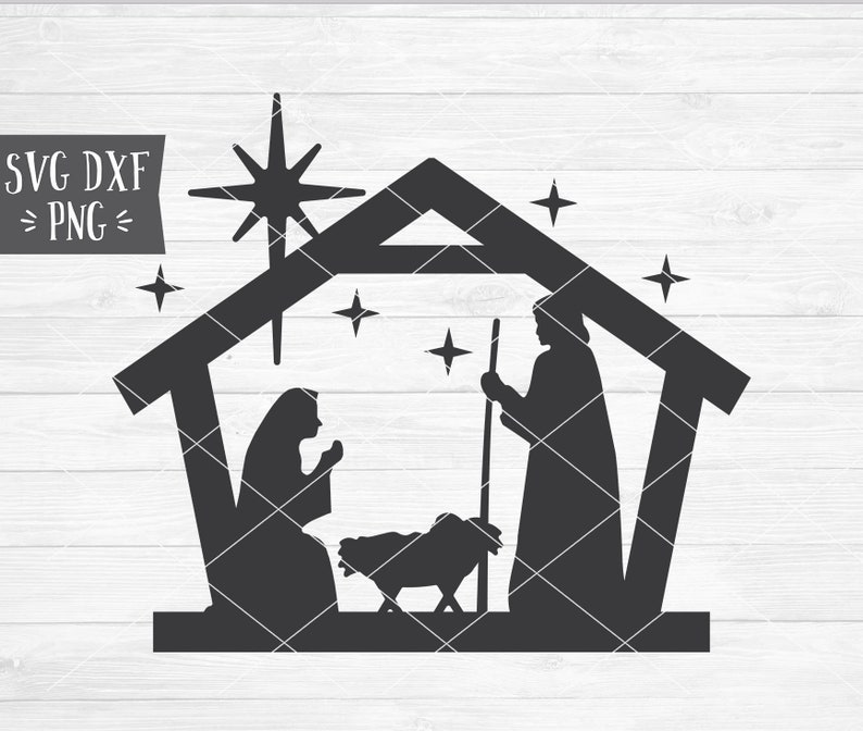 Instant SVG/DXF/PNG Simple Nativity Svg, Christmas Night Svg, Manger ...