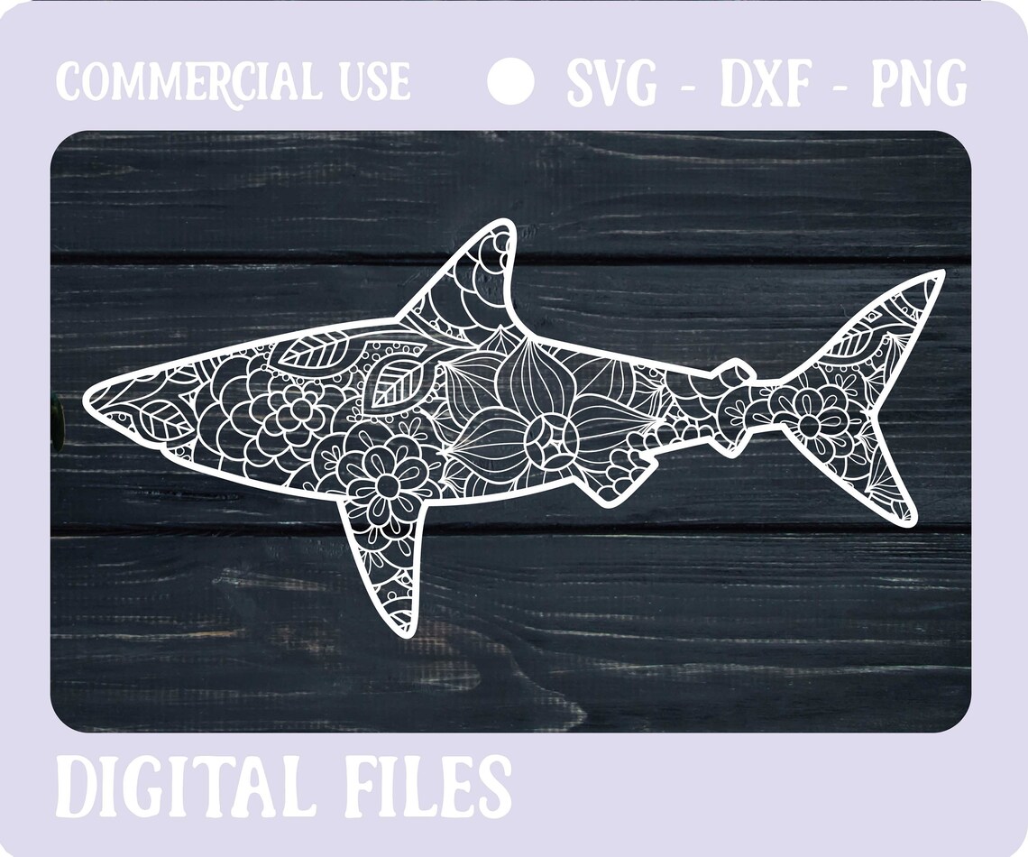 Instant SVG/DXF/PNG Shark Mandala Svg Mandala Svg Zentangle - Etsy