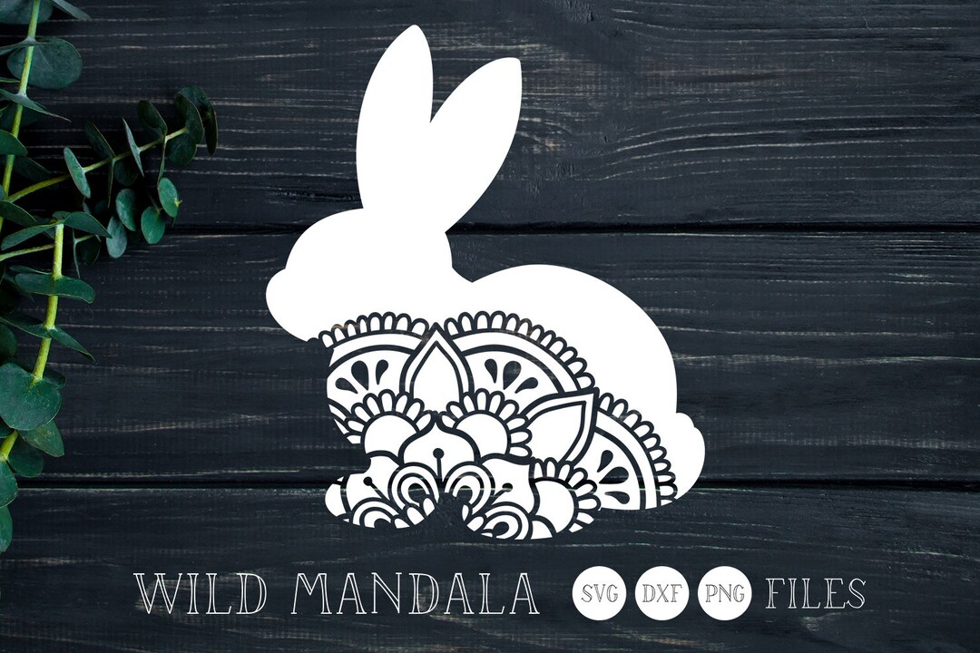 Instant SVG/DXF/PNG Mandala Easter Bunny (half) - Zentangle Bunny Svg ...