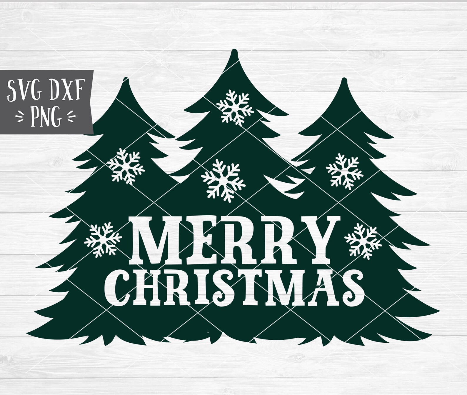Instant SVG/DXF/PNG Merry Christmas With Pine Trees, Christmas Scene ...