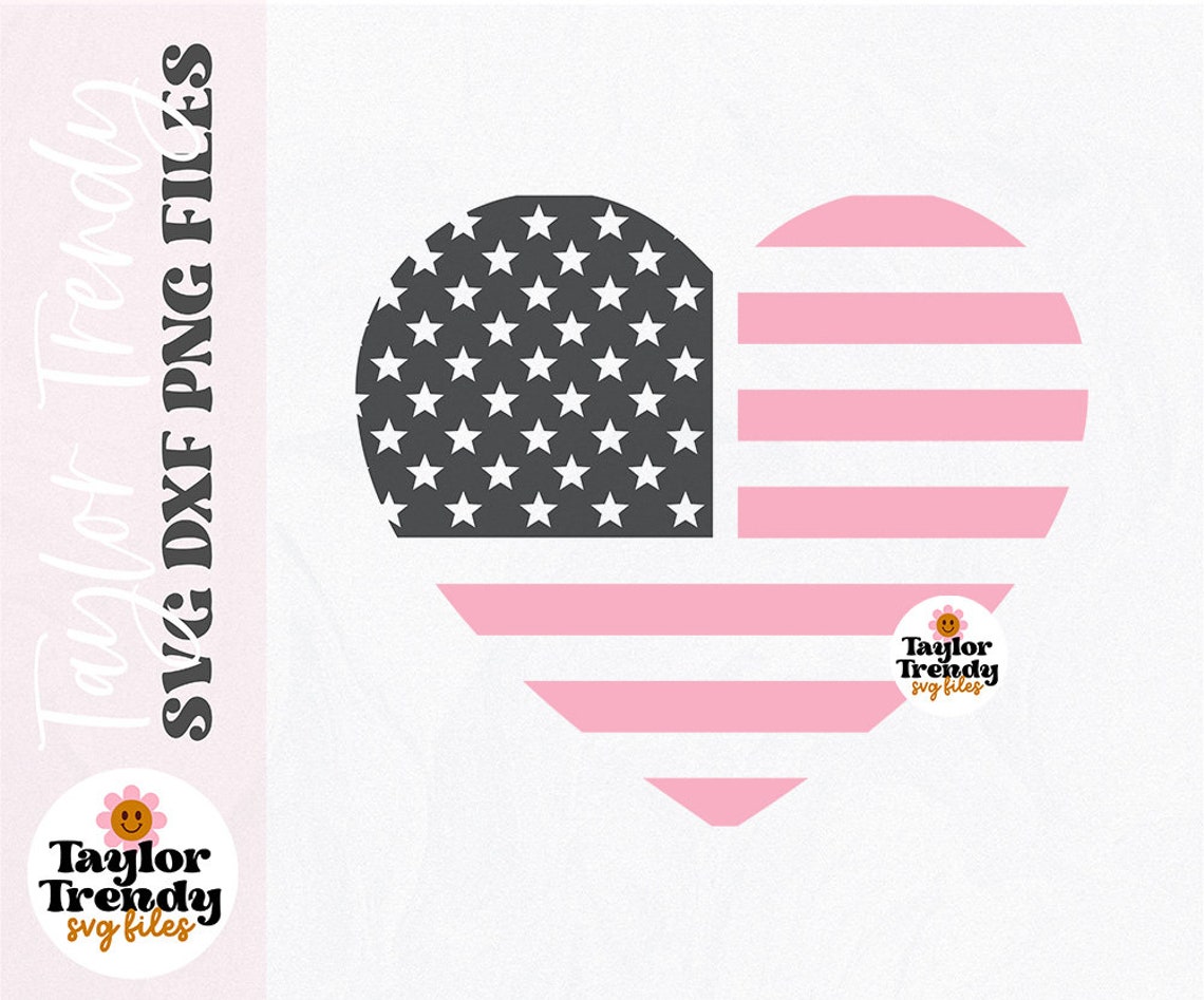 Instant SVG/DXF/PNG Heart Flag Svg, Usa Svg, America Svg, 4th of July ...