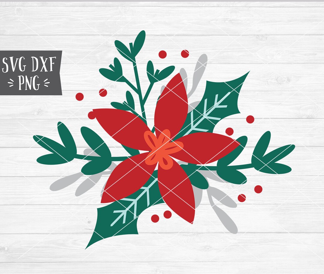 Instant SVG/DXF/PNG Poinsettia Flower Bunch 3 Svg, Christmas Svg ...