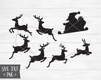 Instant SVG/DXF/PNG Santa and Reindeer Flying Christmas Svg - Etsy