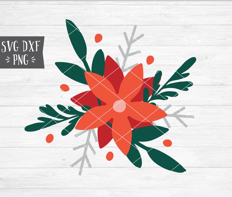 Instant SVG/DXF/PNG Poinsettia Flower Bunch 2 Svg, Christmas Svg ...