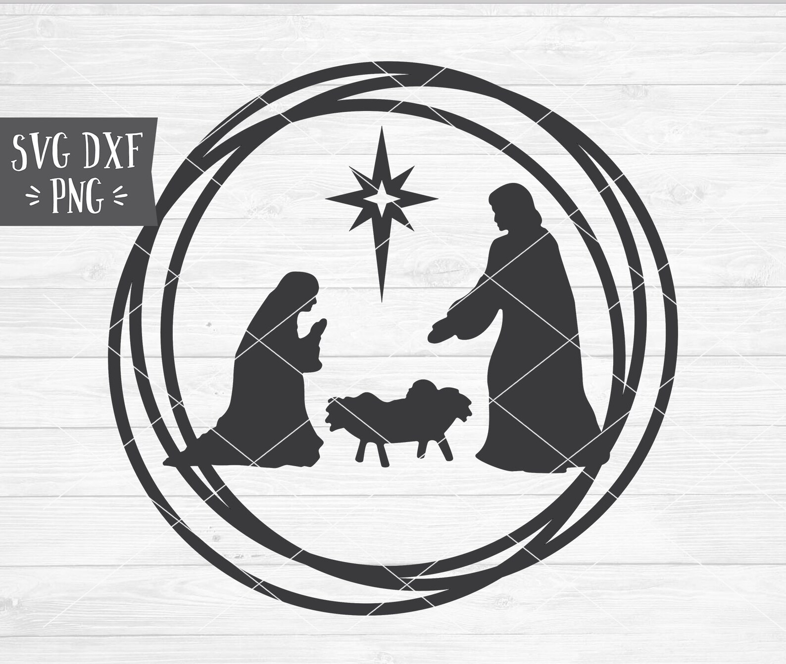 Instant SVG/DXF/PNG Nativity Circle Frame Svg Christmas Night - Etsy