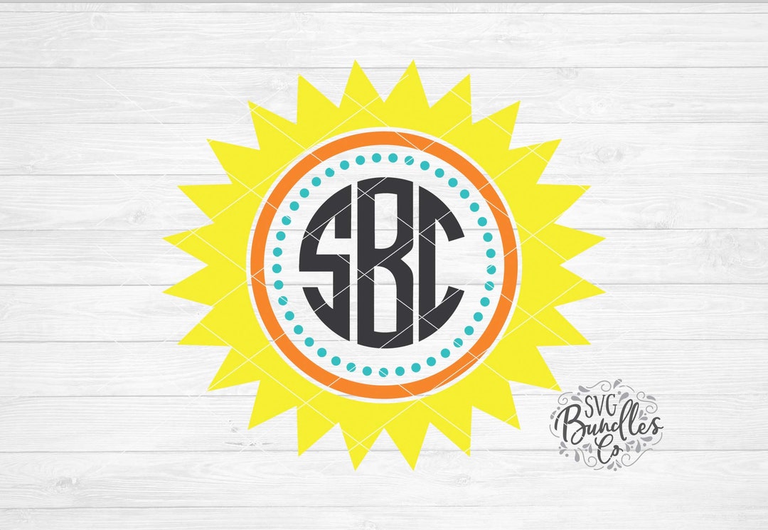 Instant SVG/DXF/PNG Summer Sun Monogram Frame, Summer Svg, Dxf, Cut ...