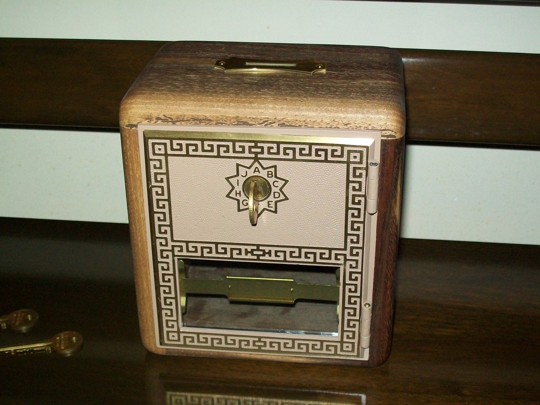 Vintage Post Office Box Door Walnut Coin Bank - Etsy