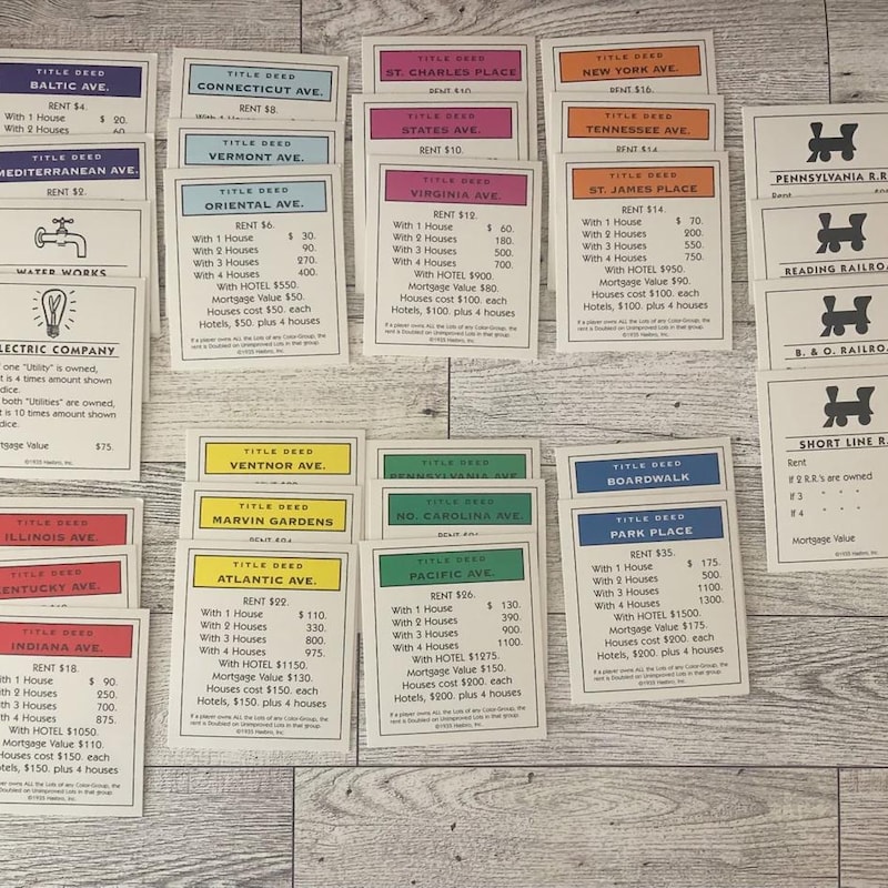 Monopoly title cards - Etsy.de