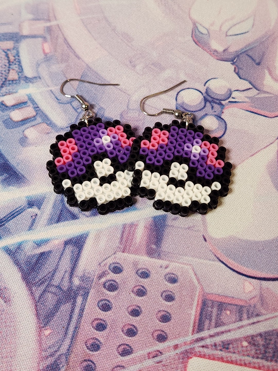 Perler Bead Master Ball Pokemon Earrings - Etsy