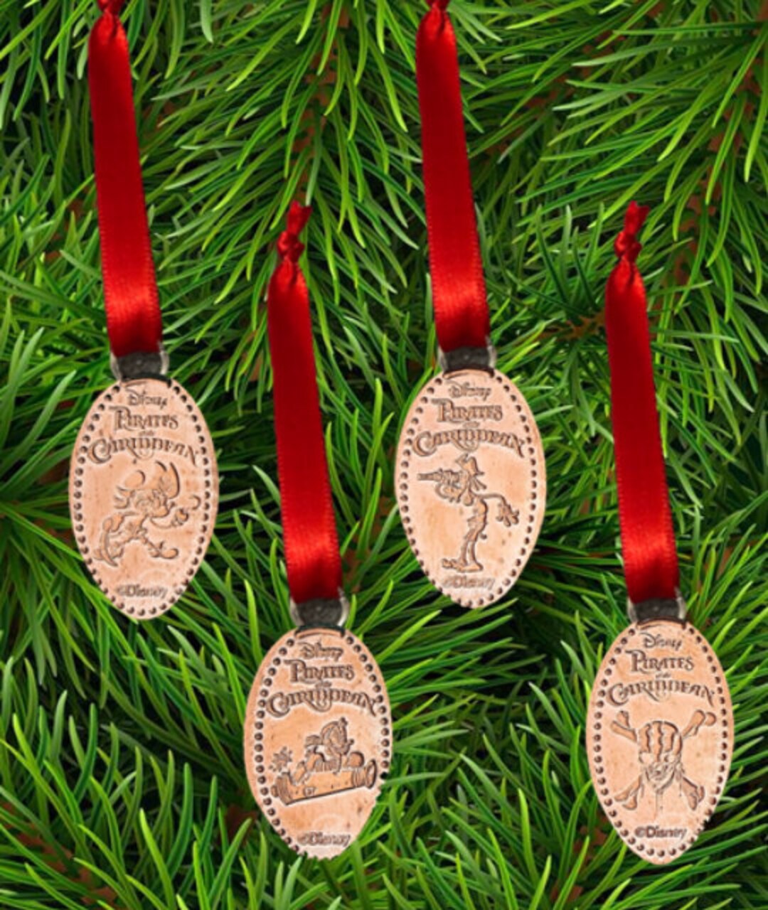 Pirates of the Caribbean Disney Pressed Penny Christmas Ornaments set ...