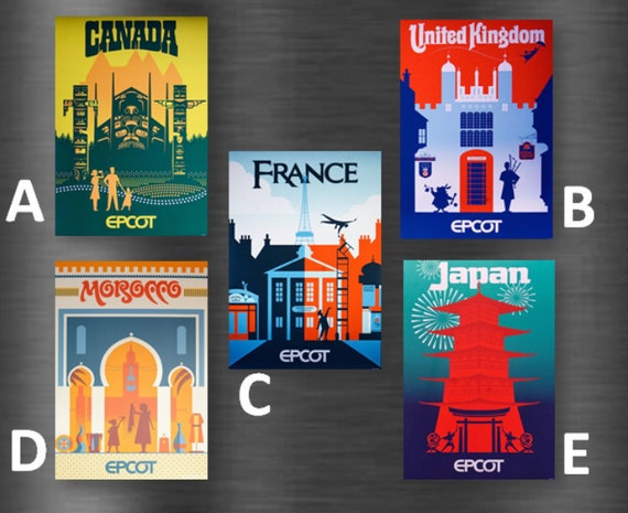 Disney Vintage Poster Magnet Epcot Countries Canada UK - Etsy