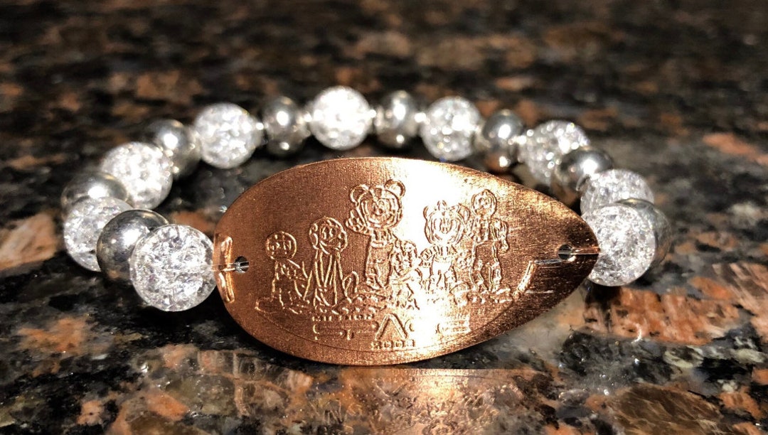 Epcot Disney Pressed Penny Bracelet Spaceship Earth, Mission Space - Etsy