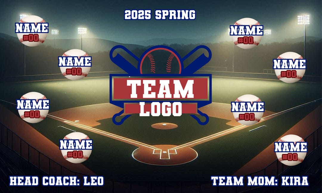 Custom 3x5 Vinyl Sports Banner | Baseball Softball T-ball Backgrounds ...