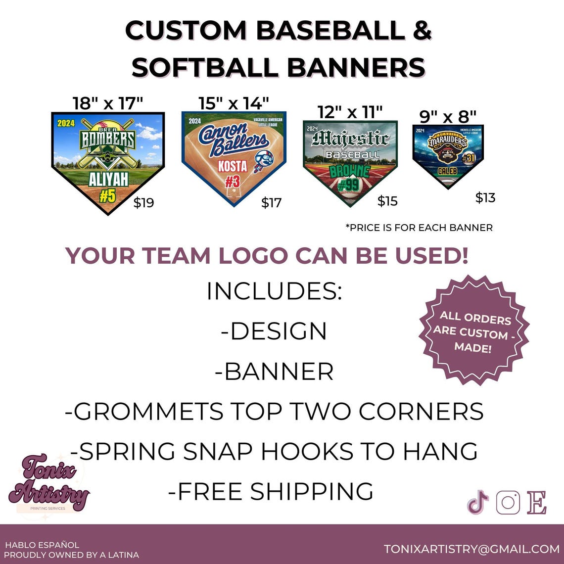 Custom Baseball Banner | Softball Banners | Little League Banners ...