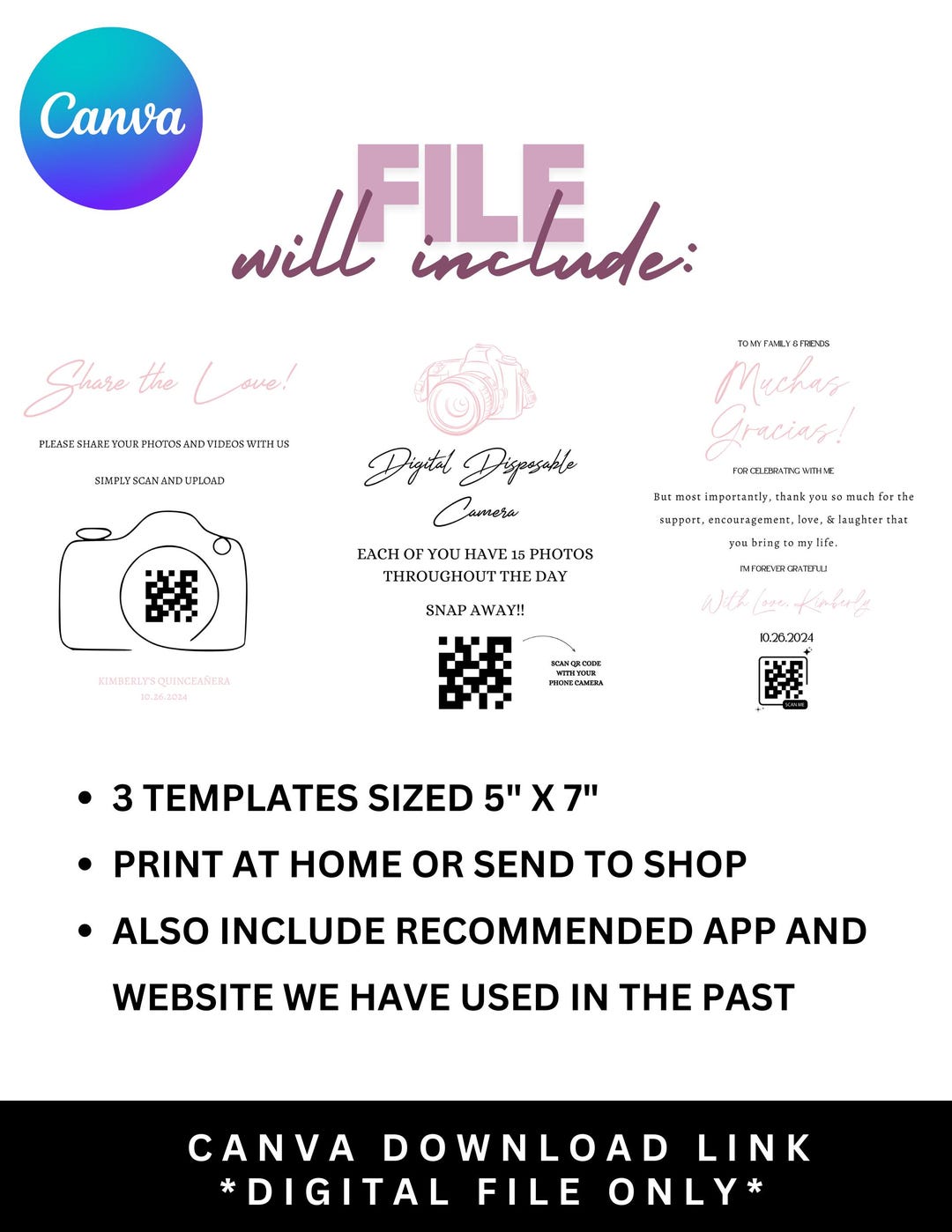 QR Code 5x7 Template | Digital Download | Editable in CANVA ...