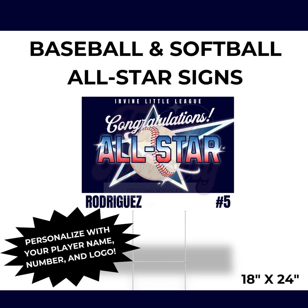 Custom All-star Youth Baseball / Softball Coroplast Sign With H-stake ...