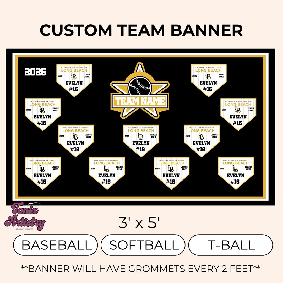 Custom 3x5 Vinyl Sports Banner | Baseball Softball T-ball Backgrounds ...