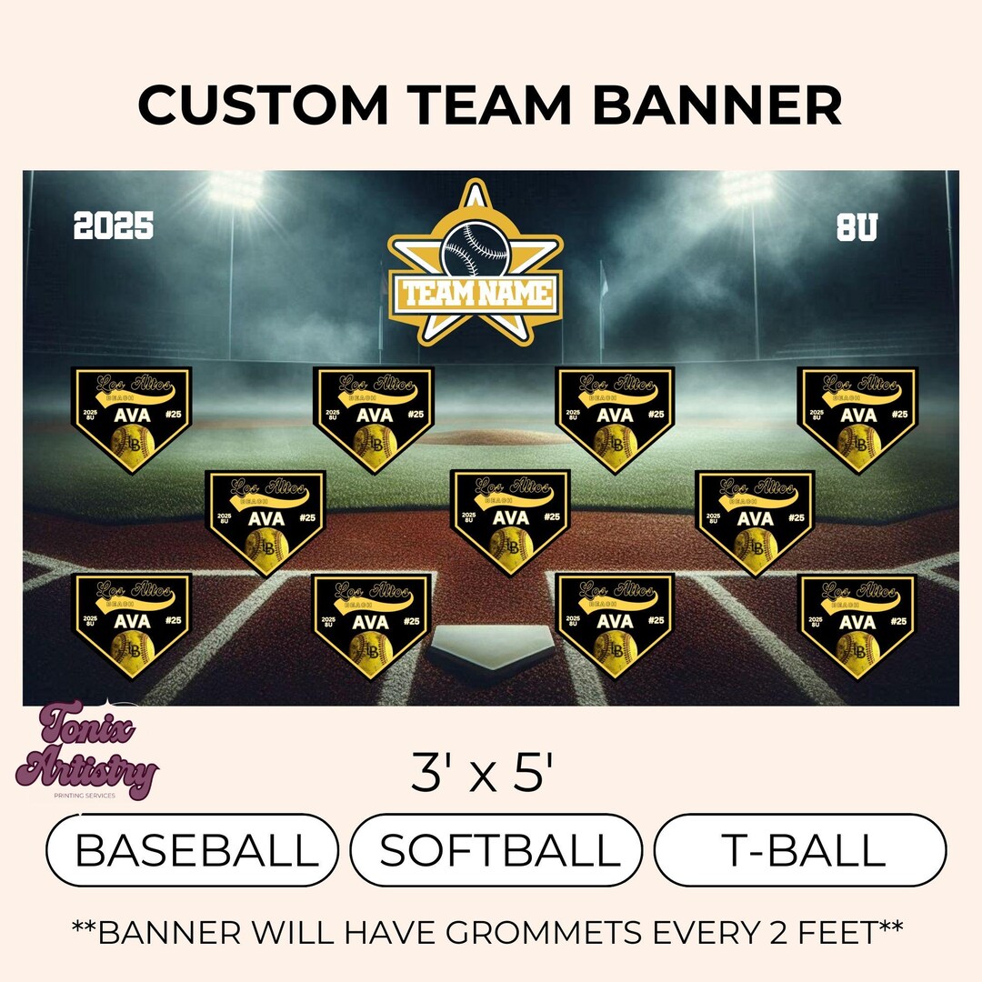 Custom 3x5 Vinyl Sports Banner | Baseball Softball T-ball Backgrounds ...