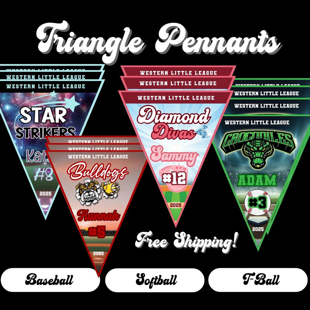 Custom Triangle Pennants | Baseball & Softball Banner Template ...