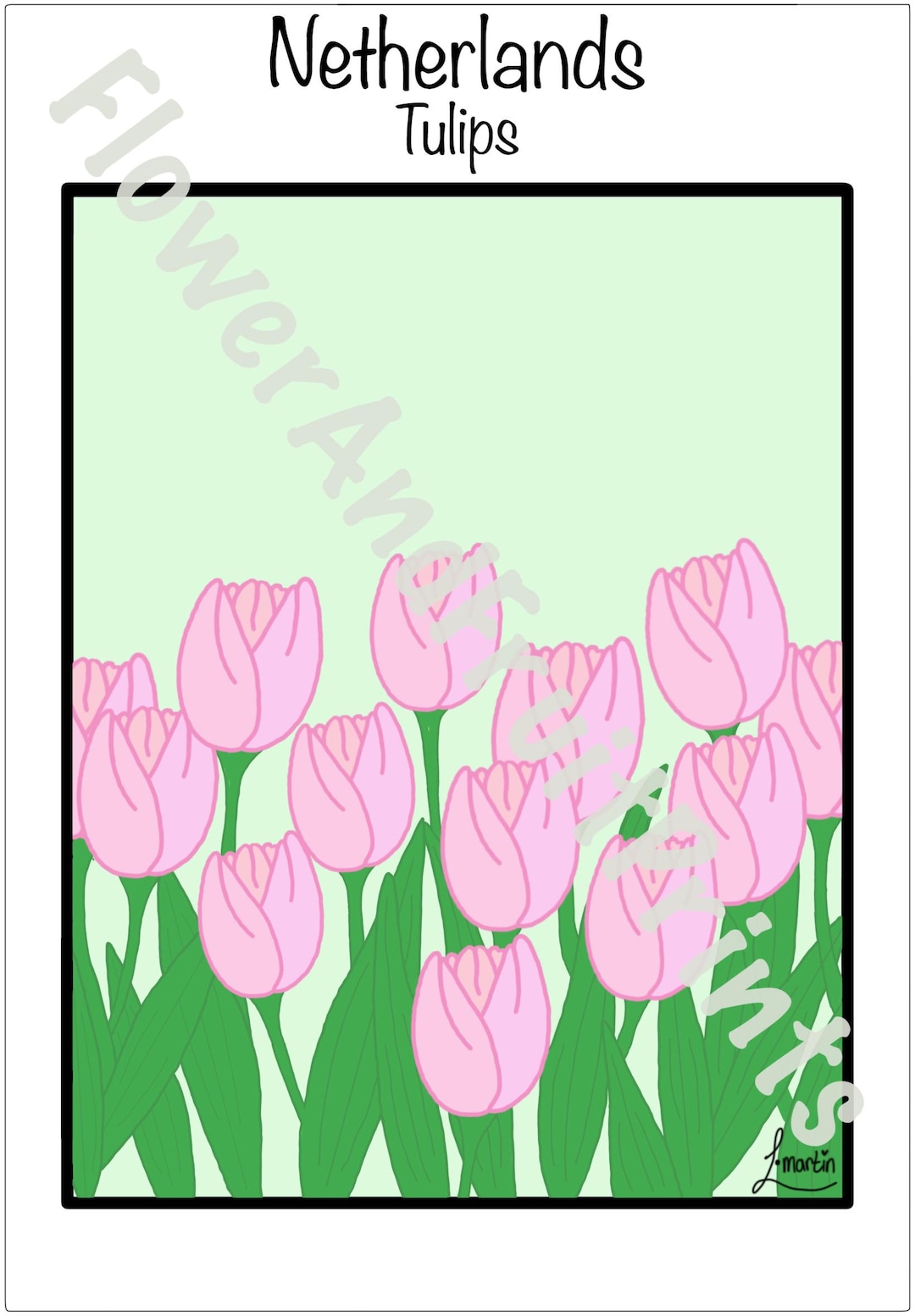 National Flower Drawing: Netherlands and the Tulips - Etsy