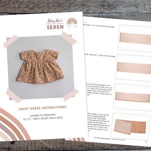 Doll Dress PDF Sewing Pattern and Tutorial - for Studio Seren Stuffed ...