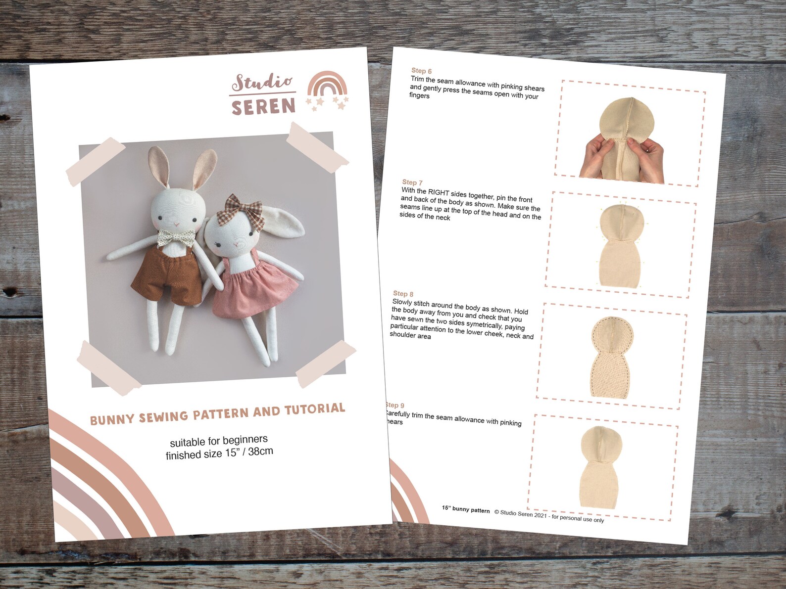 Bunny Sewing Pattern PDF Make 2 Types of Cloth Bunny Rabbit - Etsy