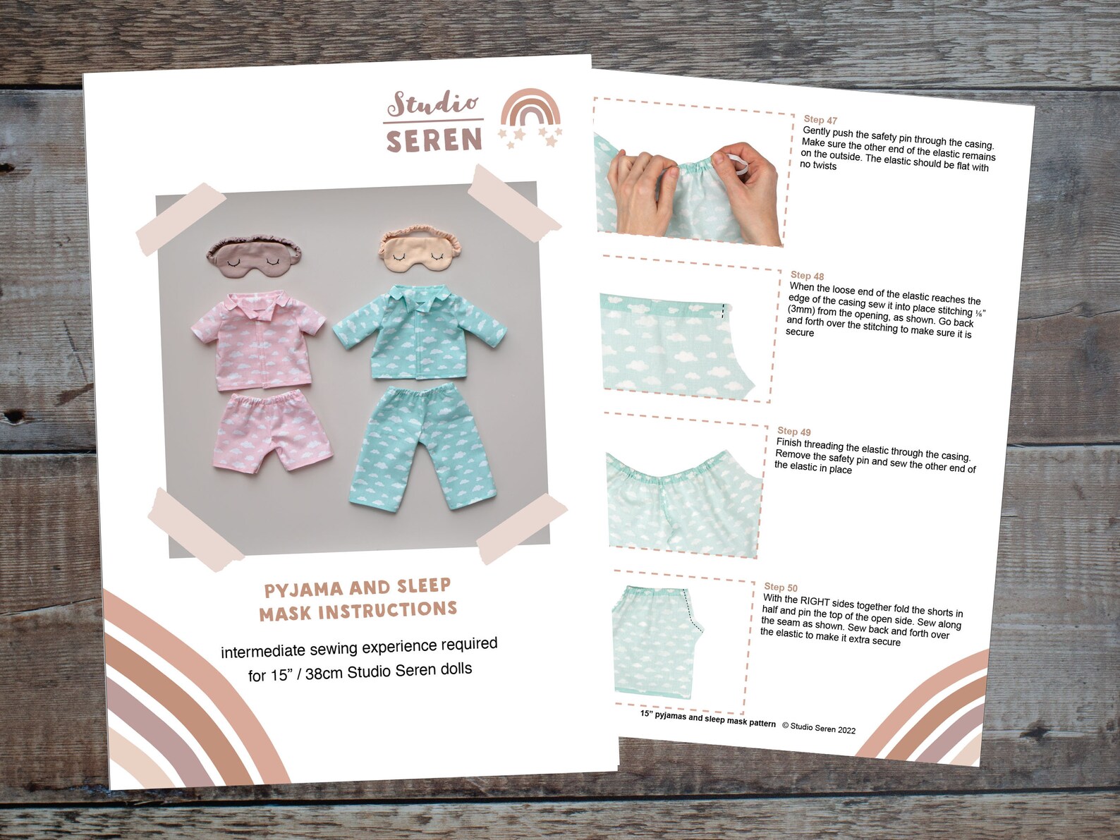 Doll Pyjama PDF Sewing Pattern and Tutorial - Etsy UK