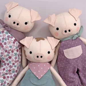 Pig Sewing Pattern PDF - Make a Pig Doll / Stuffed Animal Toy / Farm ...