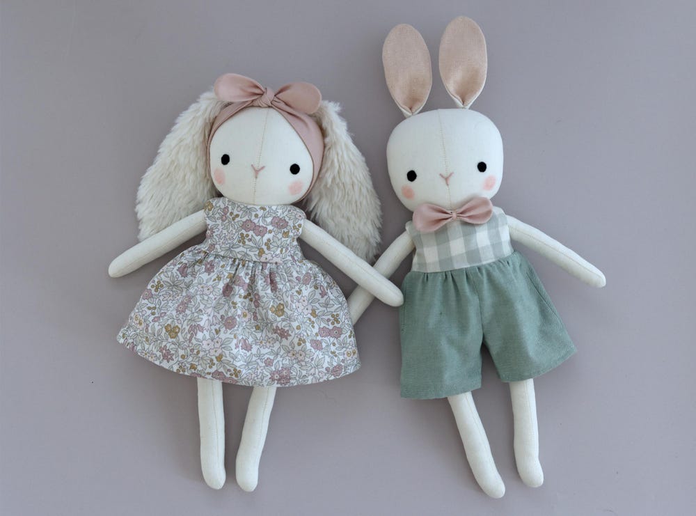 Mini Bunny Sewing Pattern Pdf - Make 2 Types Of Cloth Bunny Rabbit Doll ...