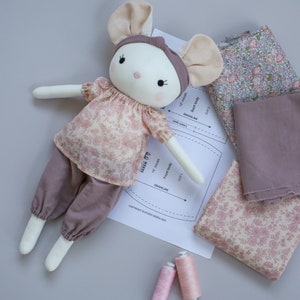 Mouse Sewing Pattern PDF make a Cloth Mouse Doll / Stuffed Animal Toy and Clothes for Nursery ...