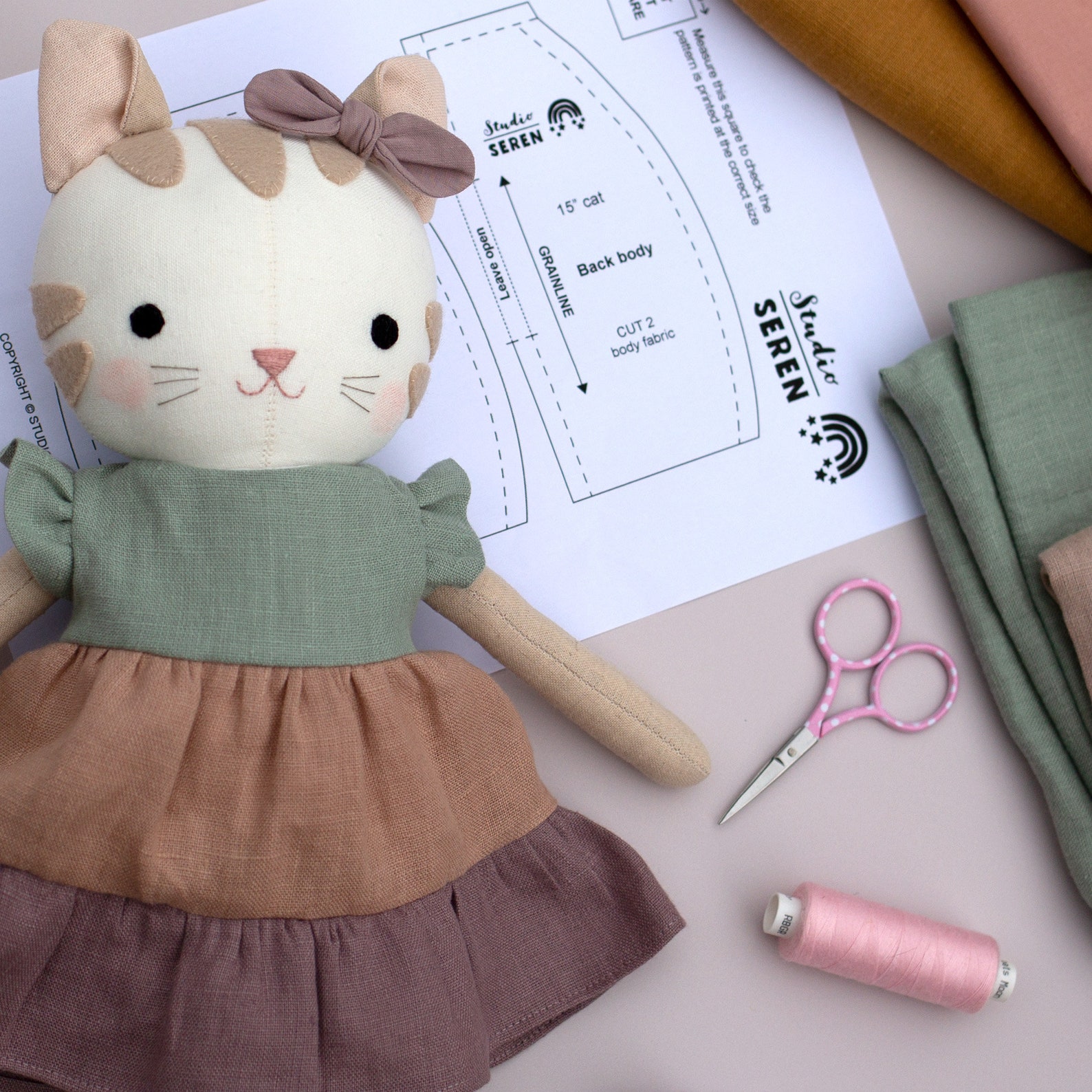 Cat Sewing Pattern PDF Make More Than One Type of Cloth Cat Doll ...