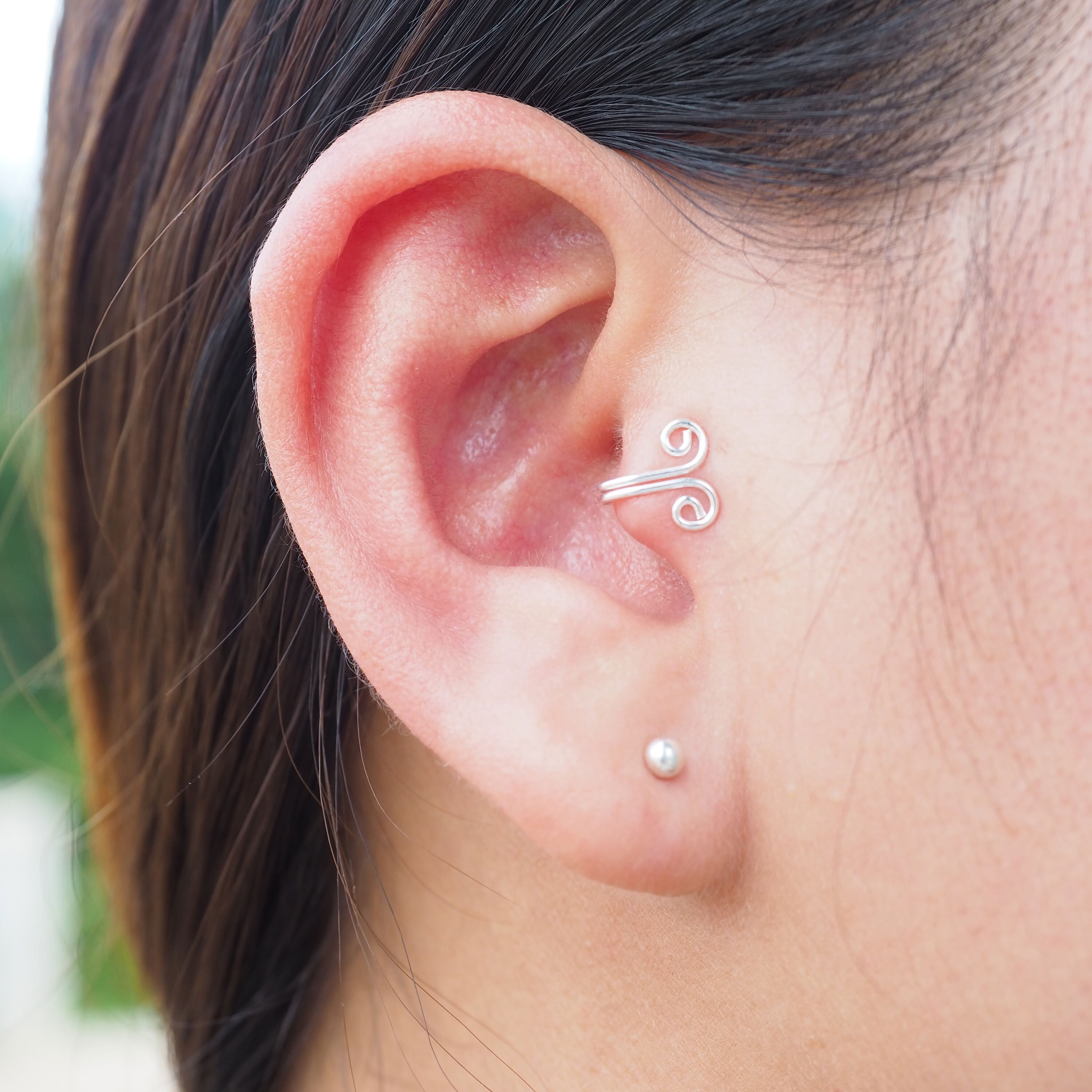 Swirl Tragus Ear cuff Double Line ear cuff No Pierced Ear | Etsy