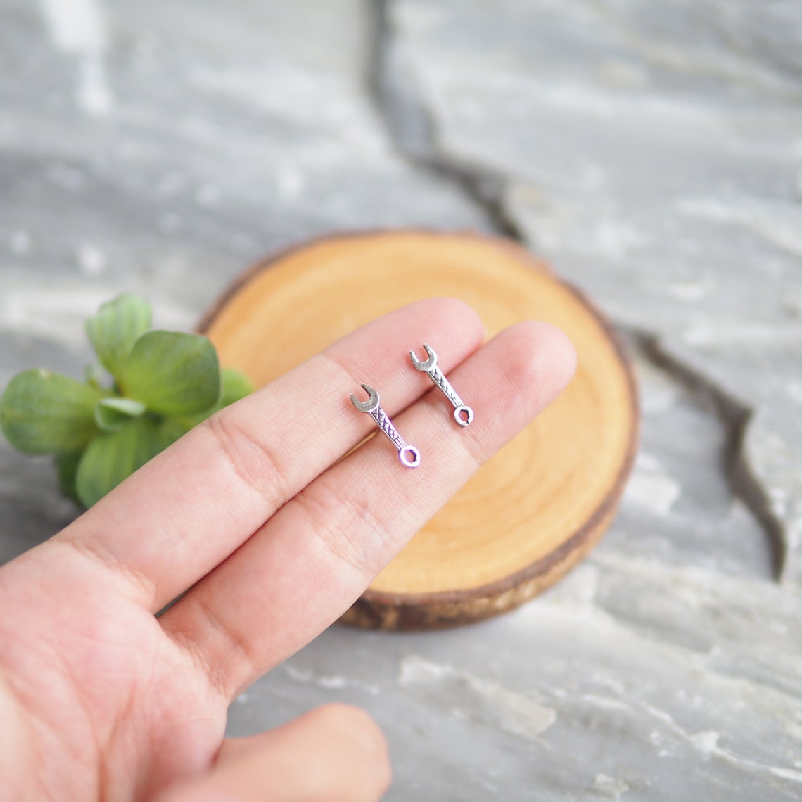 Sterling silver Wrench Earrings Spanner Earrings Tool | Etsy