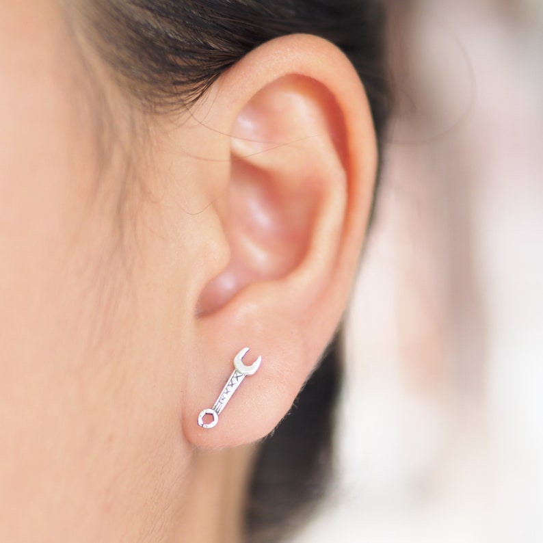 Sterling silver Wrench Earrings Spanner Earrings Tool | Etsy