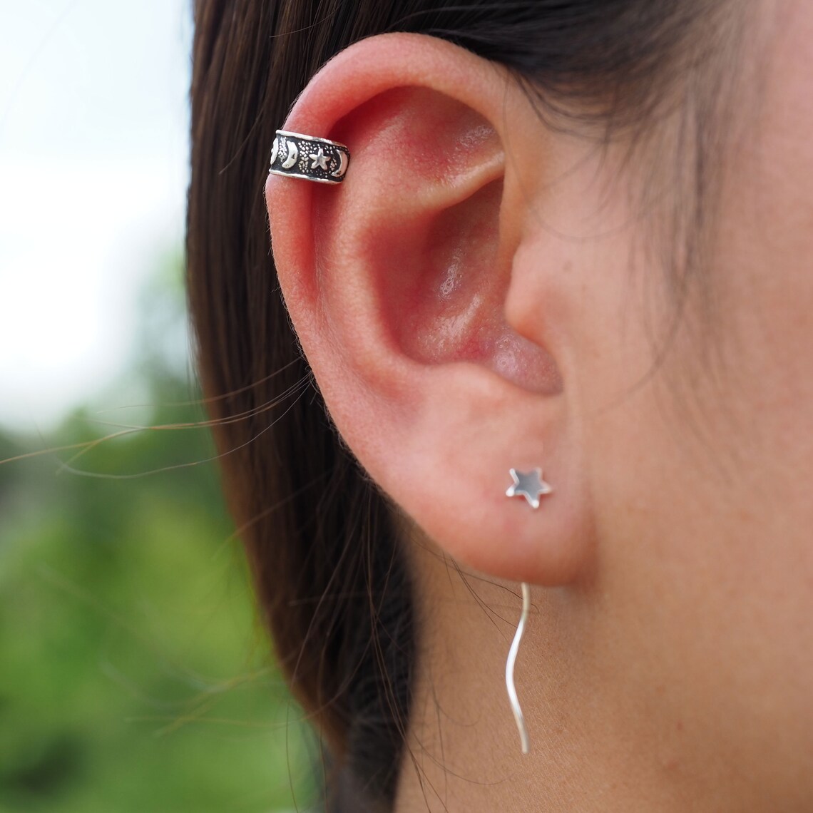 Sun Moon Star Ear cuff Galaxy Celestial ear cuff Non Pierced | Etsy
