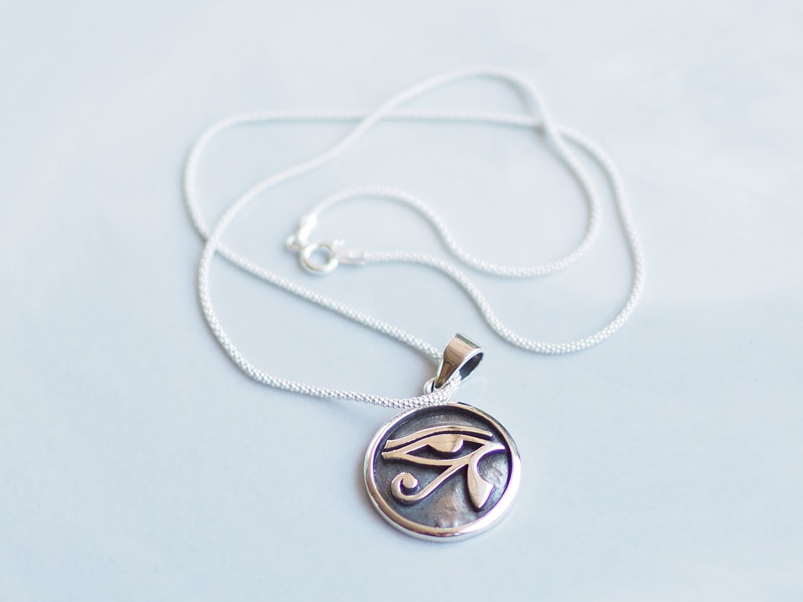 Egyptian Eye Necklace Sterling Silver Eye of Horus Chain - Etsy