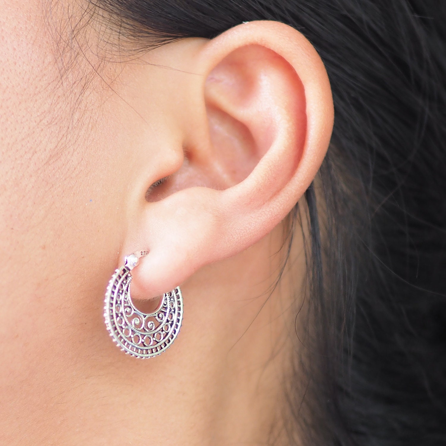 Bali Hinged Hoop Earrings Vintage Boho Hoop earrings Ethnic | Etsy