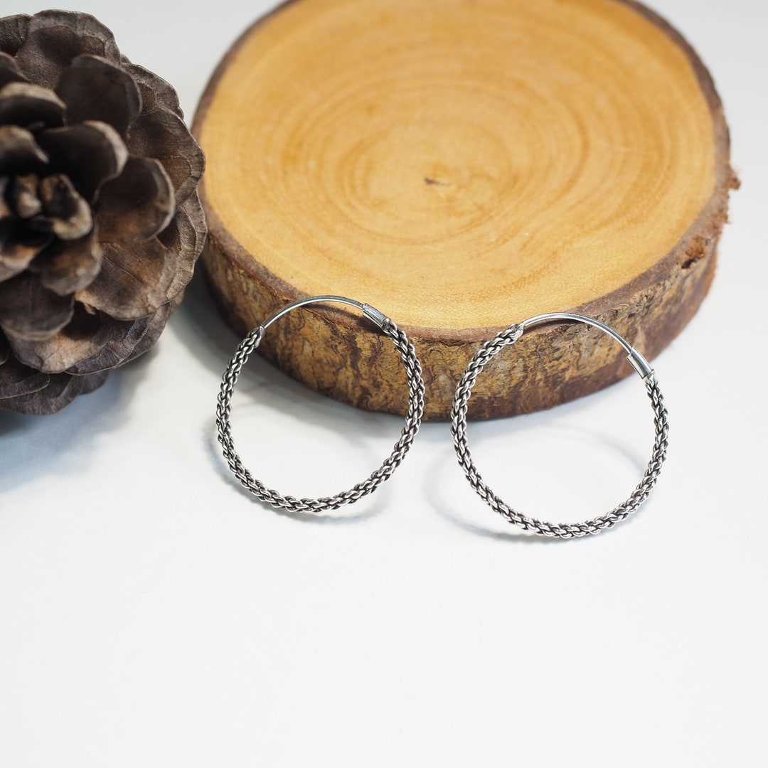 25 Mm Snake Chain Hoop Earrings, Minimalist Hoop Earrings, Tribal ...