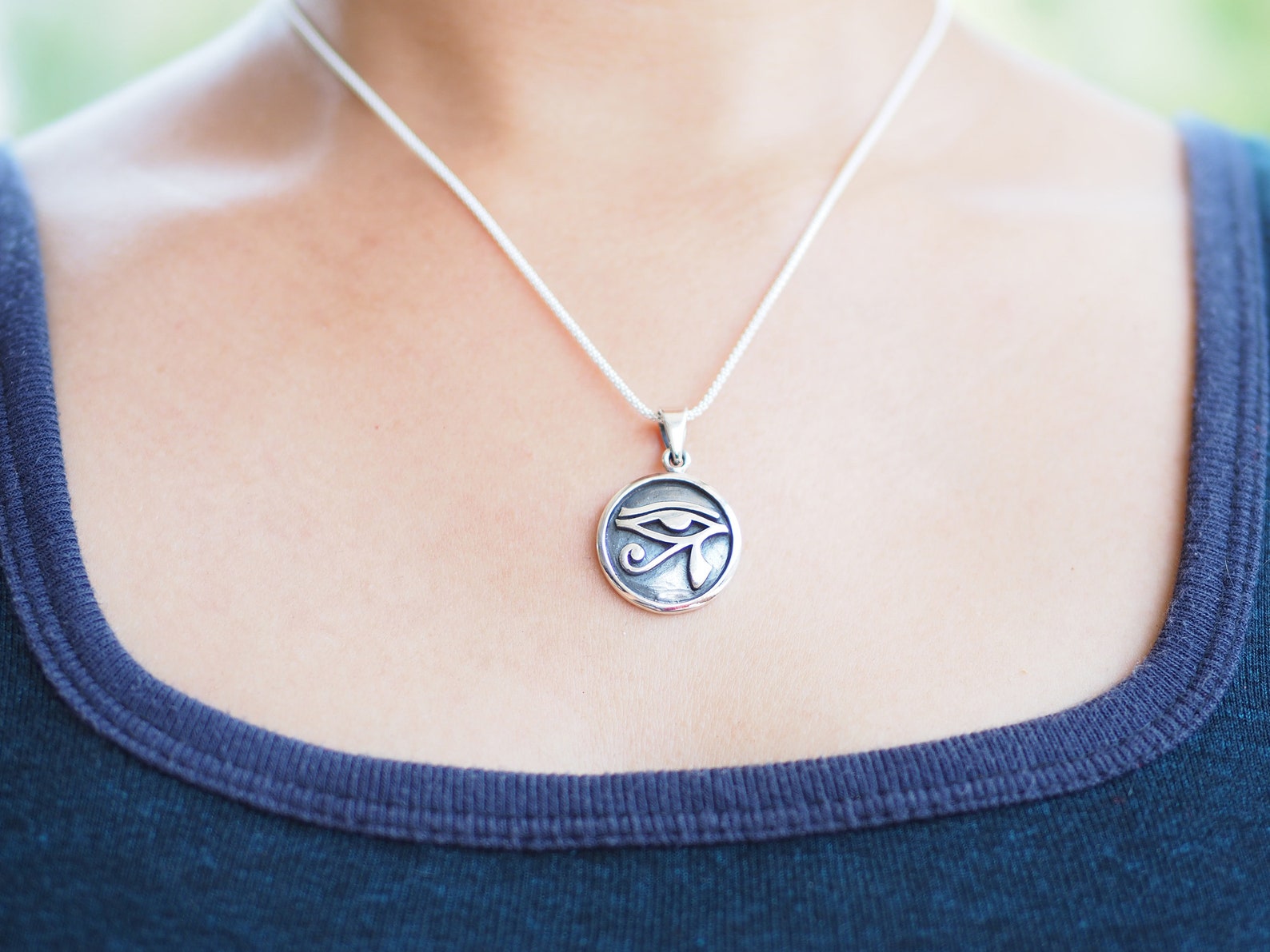 Egyptian Eye Necklace Sterling Silver Eye of Horus Chain - Etsy