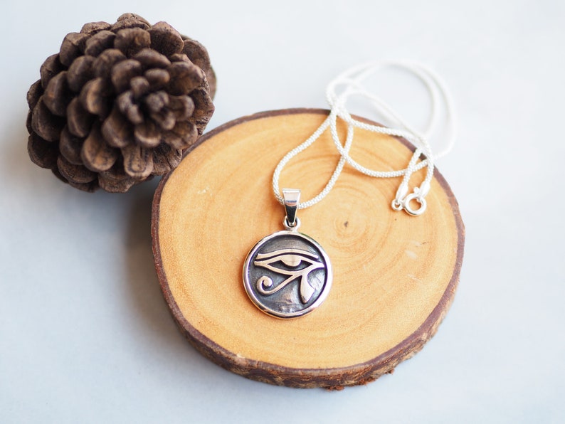 Egyptian Eye Necklace Sterling Silver Eye of Horus Chain - Etsy