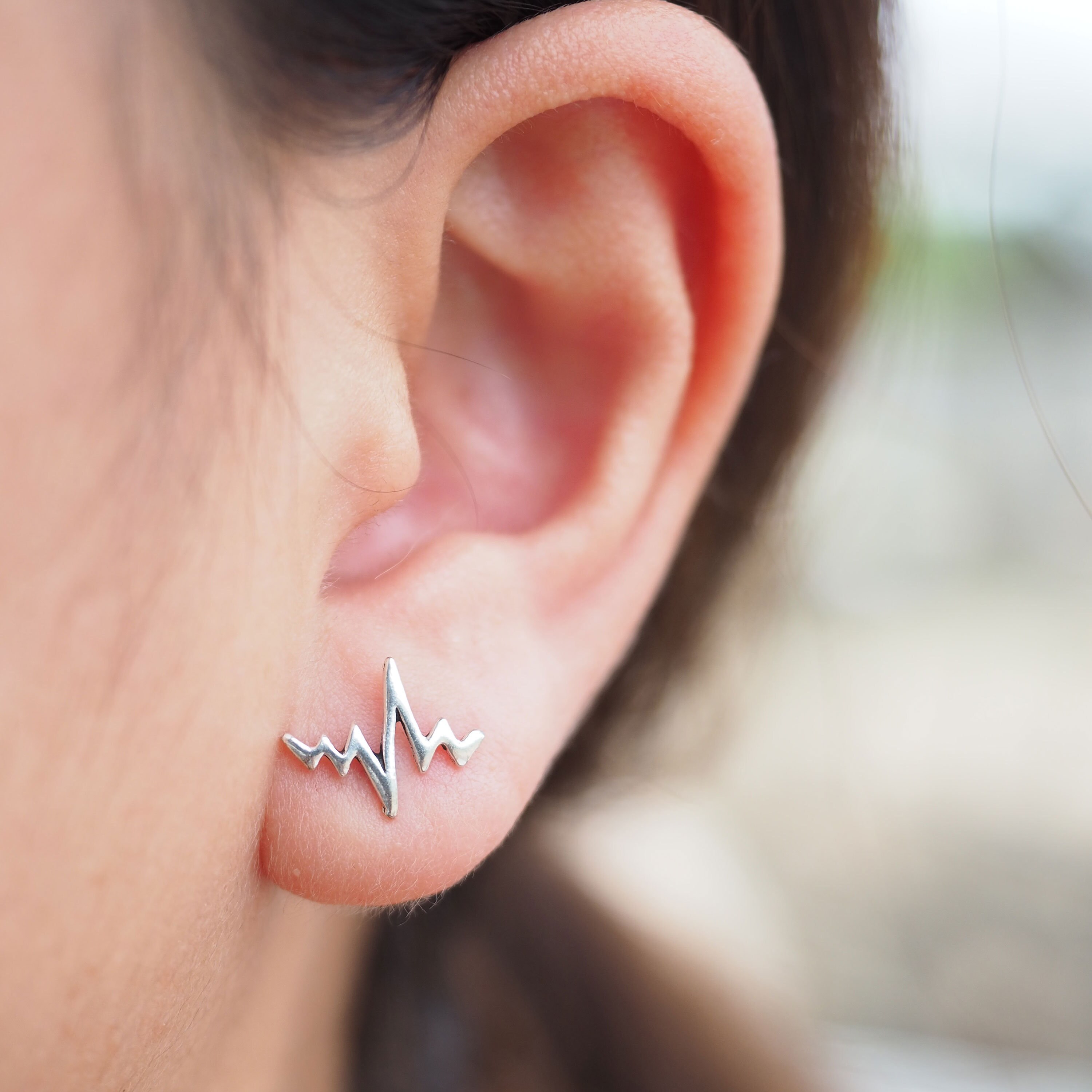 EKG Post Earrings Heartbeat Earrings Medical earrings | Etsy