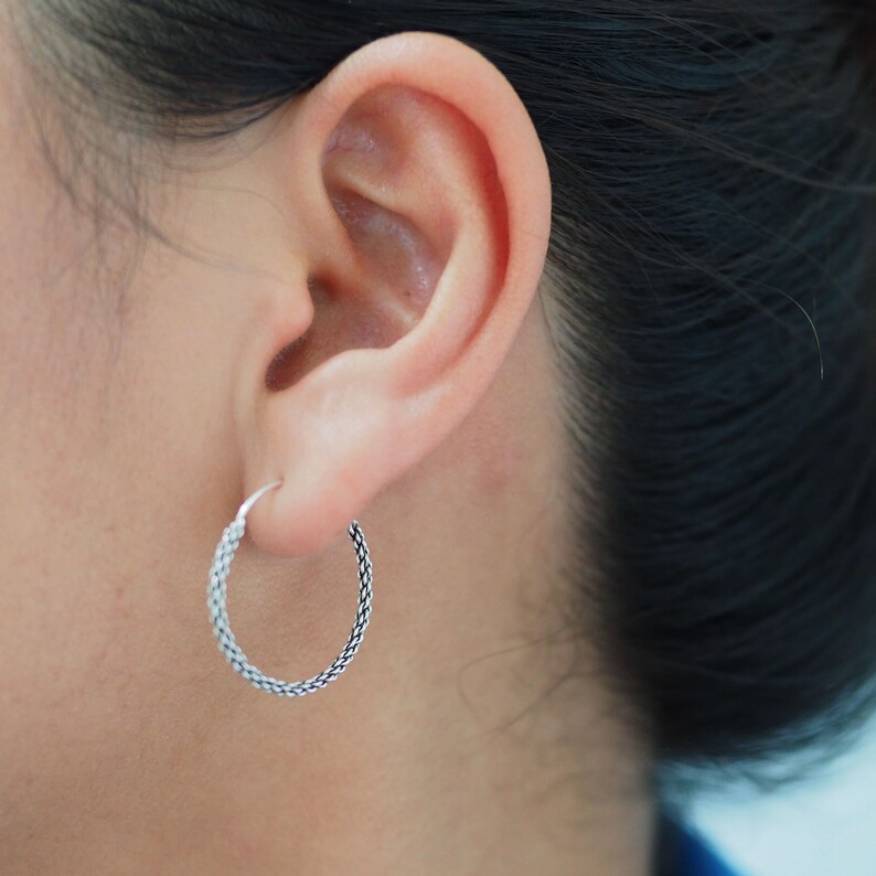25 Mm Snake Chain Hoop Earrings Minimalist Hoop Earrings - Etsy