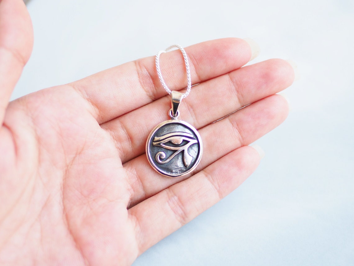 Egyptian Eye Necklace Sterling Silver Eye of Horus Chain - Etsy