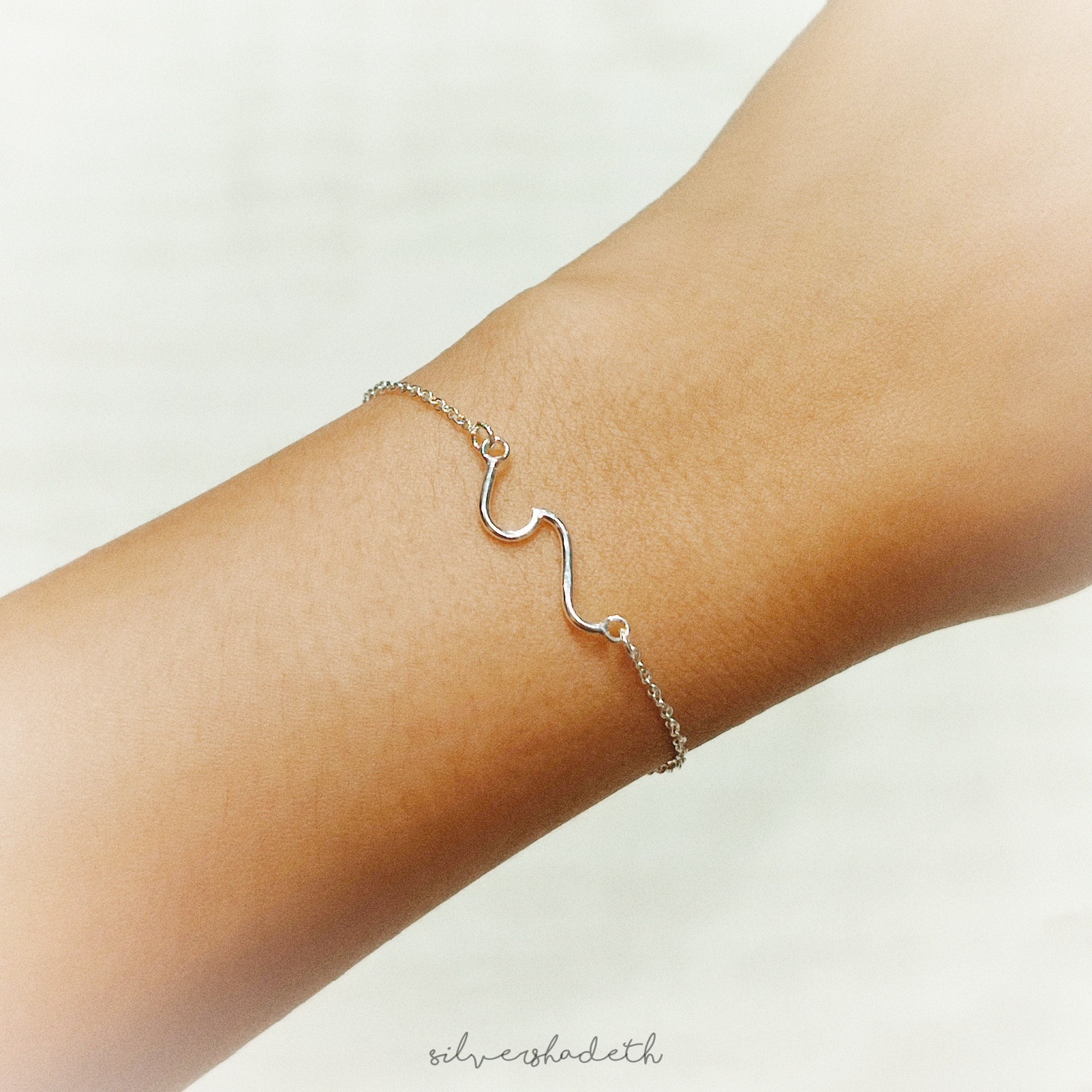 Sterling silver Wave Bracelet Adjustable Wave Chain Bracelet | Etsy